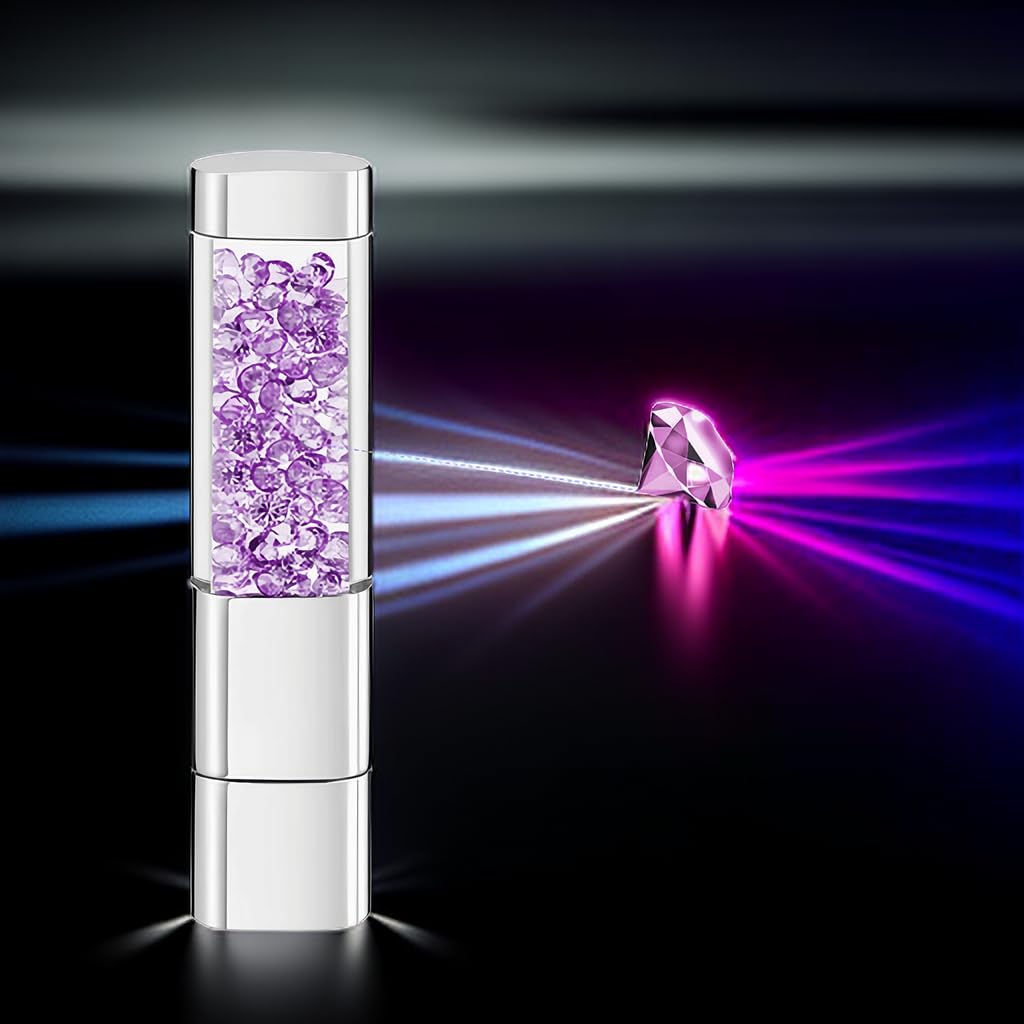 WooTeck 64GB Jewelry Crystal Lipstick USB Flash Drive,High Speed Memory Disk, Purple