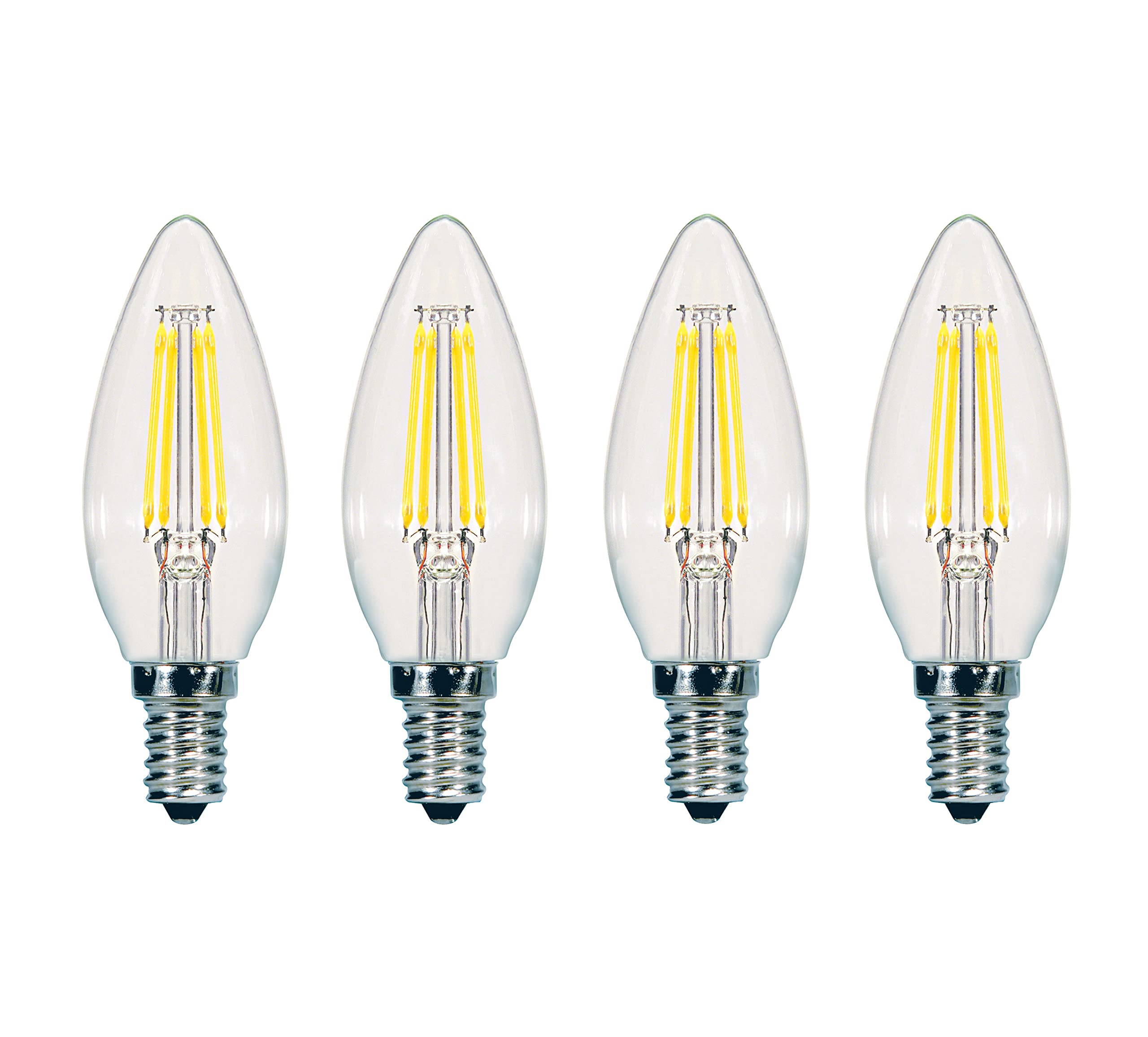 Satco S9961/04 C11 Decorative LED Filament Light Bulb, 60W-Replacement, 5.5W, 3000K, 4-Pack