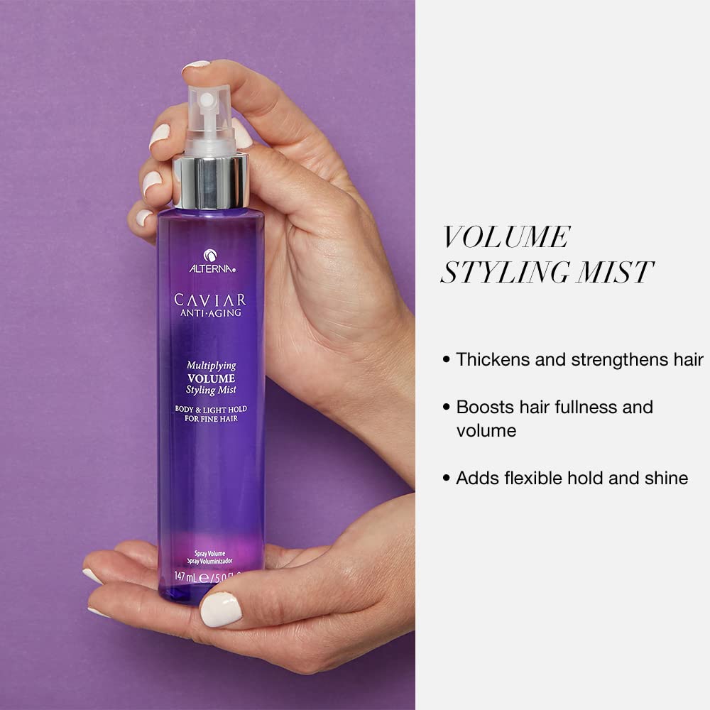 Alterna Caviar Anti-Aging Multiplying Volume Shampoo, Conditioner, Styling Mist Regimen Starter Set | For Fine, Thin Hair | Create Instant Volume and Thickness | Sulfate Free