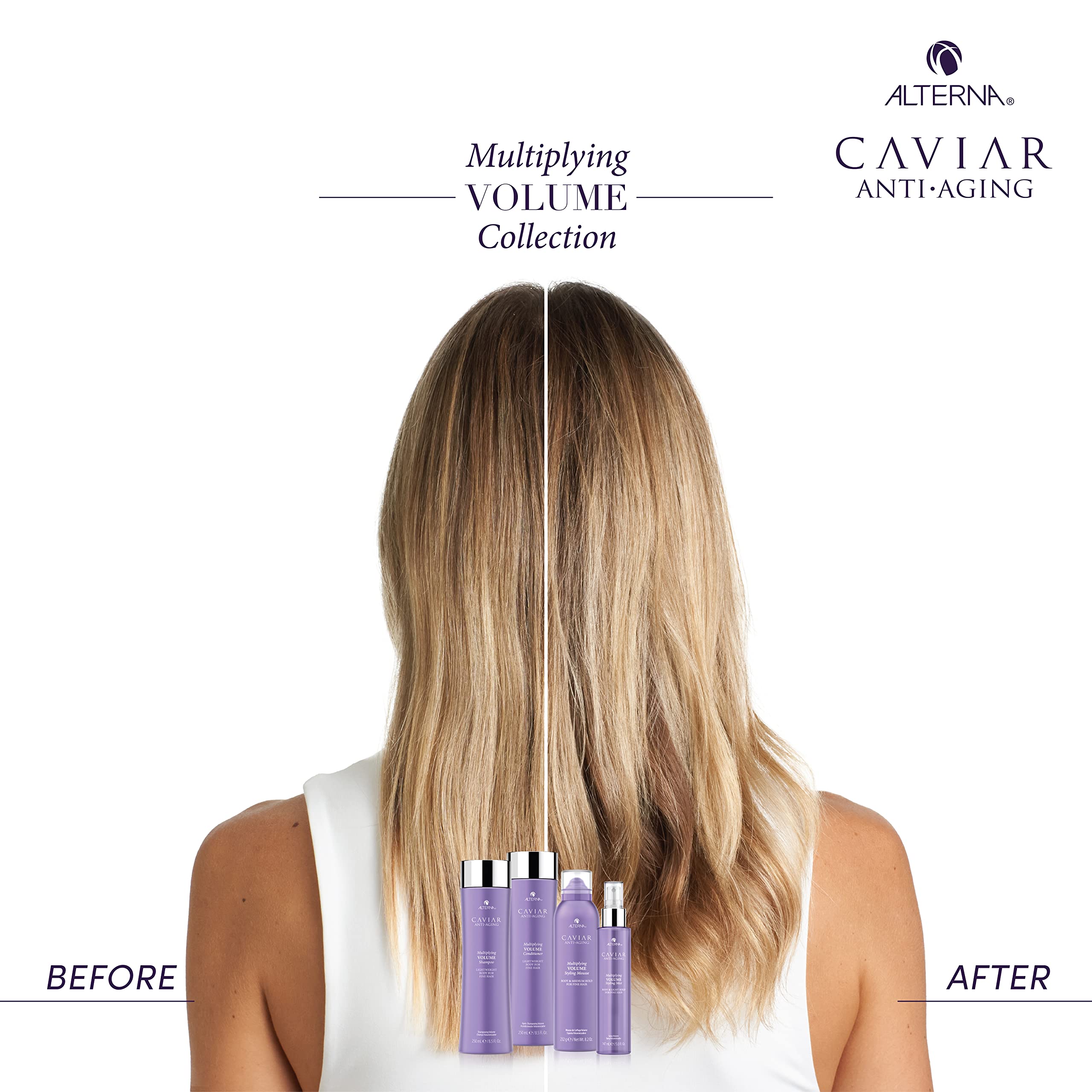 Alterna Caviar Anti-Aging Multiplying Volume Shampoo & Conditioner Set, For Fine, Thin Hair, Create Instant Volume and Thickness, Sulfate Free