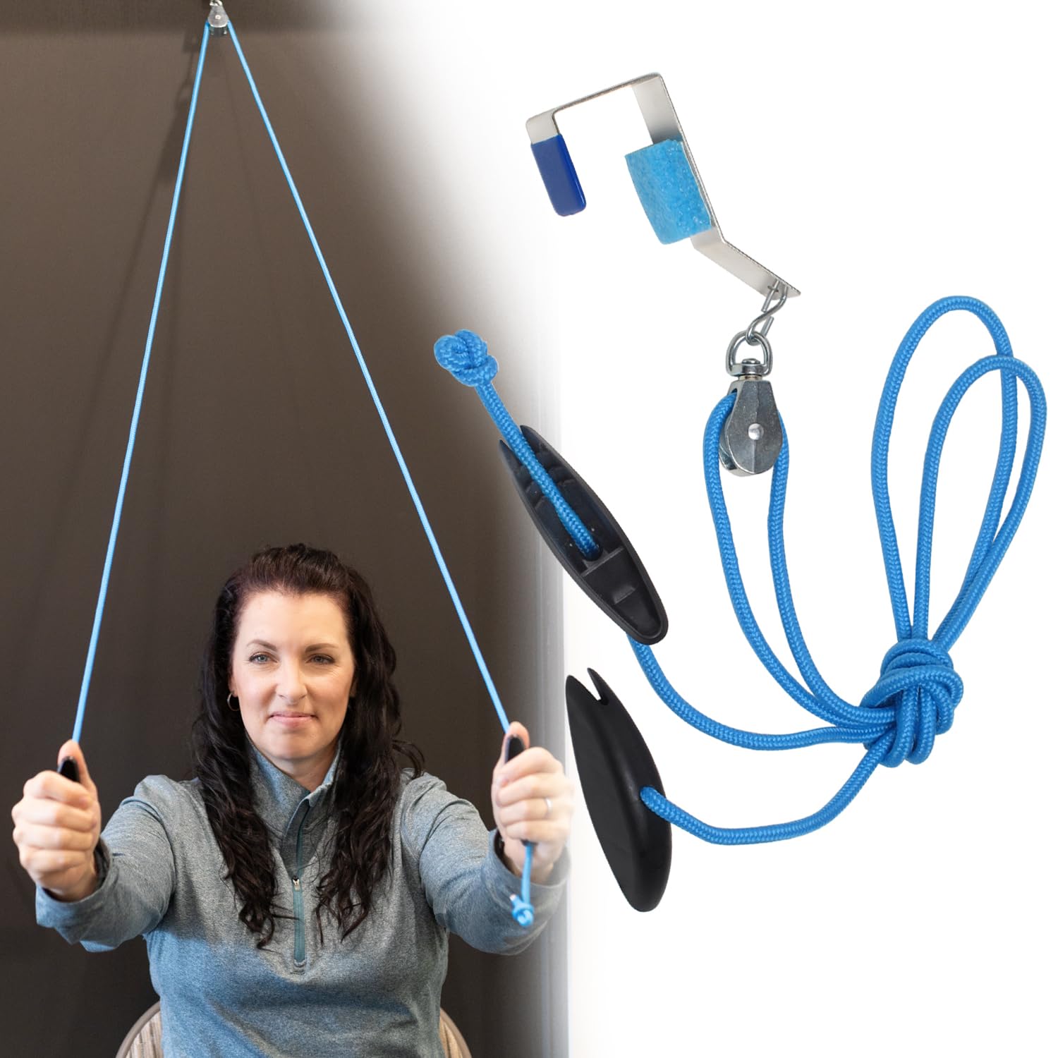 RangeMaster BlueRanger Shoulder Pulley w/ Patient Guide, Aids Recovery, Rehabilitation & Range of Motion | Metal Bracket (FSA/HSA Approved)