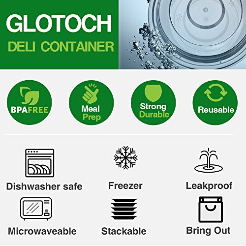 Glotoch Meal Prep Container, 50 Pack 24 OZ To Go Containers,Round Plastic Food Storage Containers Set with Lids - Microwave, Freezer & Dishwasher Safe,Eco-Friendly, BPA-Free, Durable & Stackable