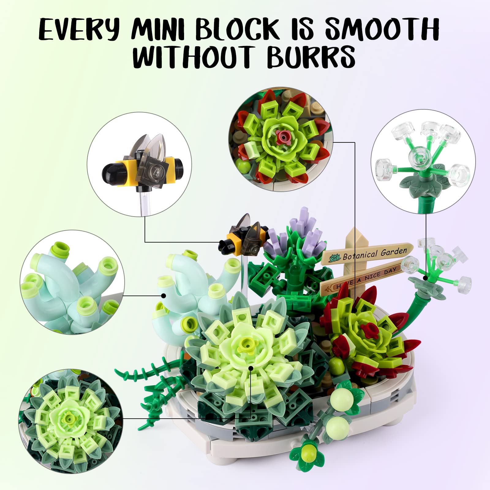 Bonsai Model Building Kit, Succulent Mini Bricks Building Block Set Flower, Creative DIY Simulation Particle Botanical Collection Construction Building Toy (Not Compatible with Lego Sets 389pcs