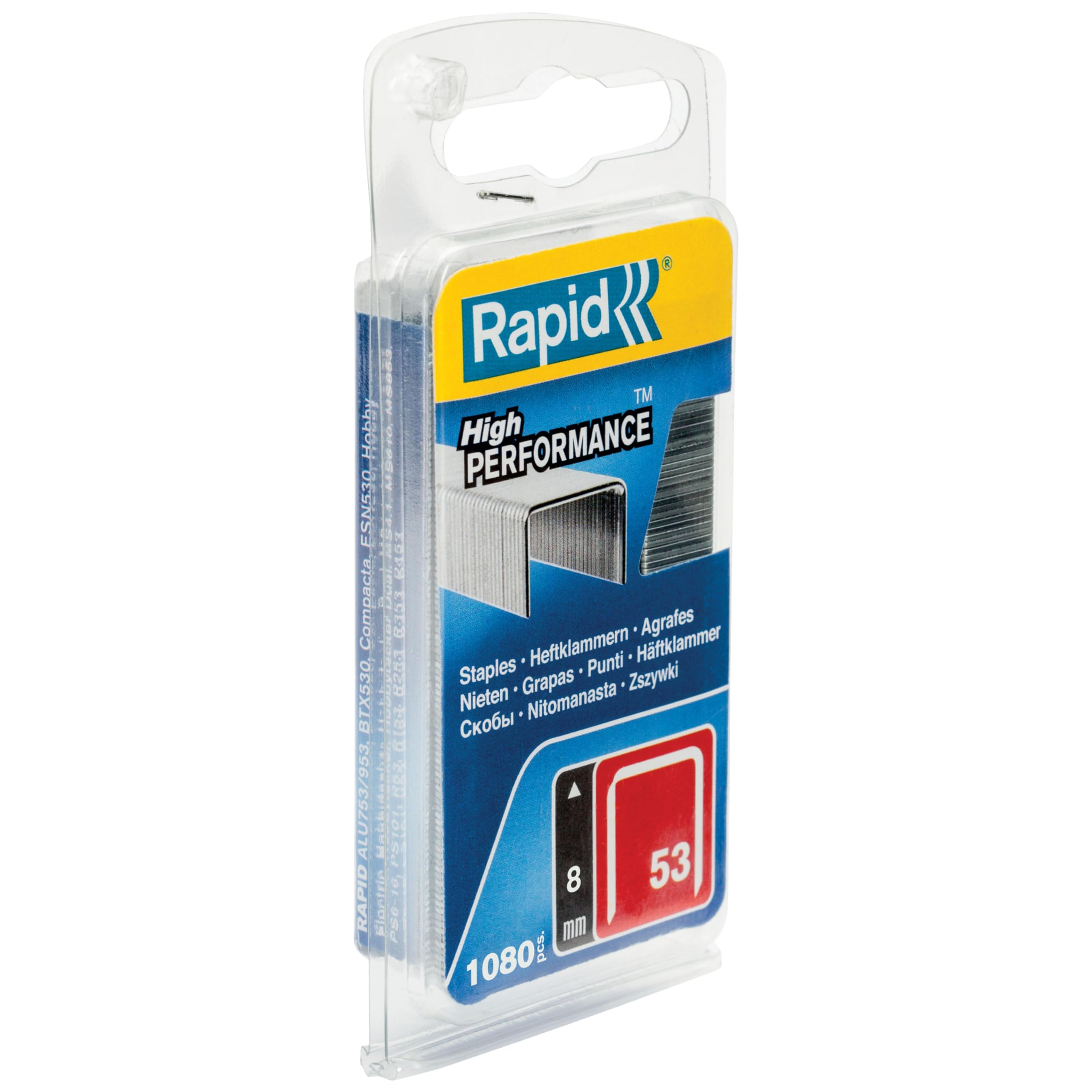 Rapid High Performance Staples, No.53, Leg Length 8 mm, 40109503-1080 Pieces
