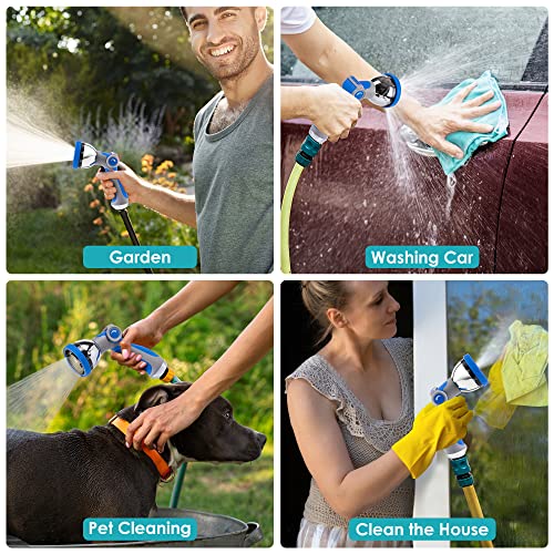 LOKIMSI Garden Hose Nozzle Sprayer,Features 10 Spray Patterns, Thumb Control, On Off Valve for Easy Water Control,Best for Watering Plants,Lawn& Garden,Washing Cars,Cleaning,Showering Pets