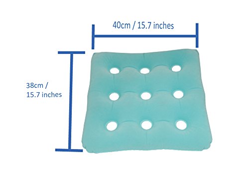 ObboMed HB-1502N New and Handy air Valve Foldable Portable, Inflatable Pressure Relieving Bath SPA Cushion W/ 4 Suction Cups for Bath Tube, Size 15 x 15.7 x 3” (38L x 40W x 7.5H cm)
