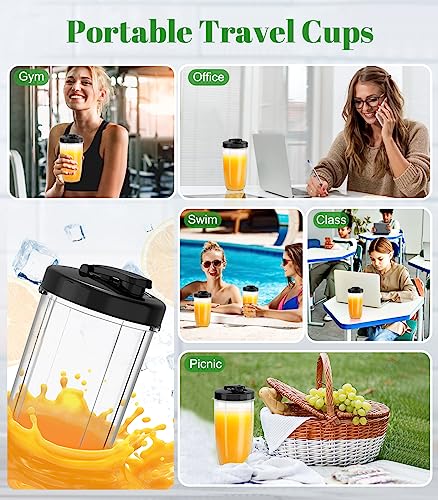 Personal Blender for Shakes and Smoothies, 6 Blades Bullet Blenders for Kitchen 850W, 17 Pieces Smoothie Blender with Grinder, 2 * 20oz To-Go Cups, Countertop Blender for Fruits, Protein Drinks, Ices