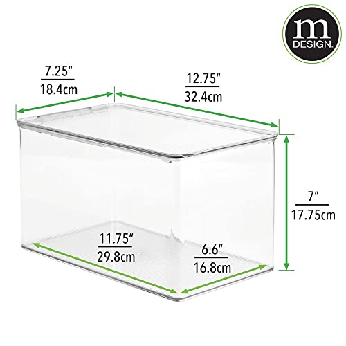 mDesign Stackable Plastic Closet Storage Container Bin Box with Hinge Lid for Organizing Shoes, Booties, Pumps, Sandals, Wedges, Flats, Heels - Lumiere Collection - 2 Pack - Clear