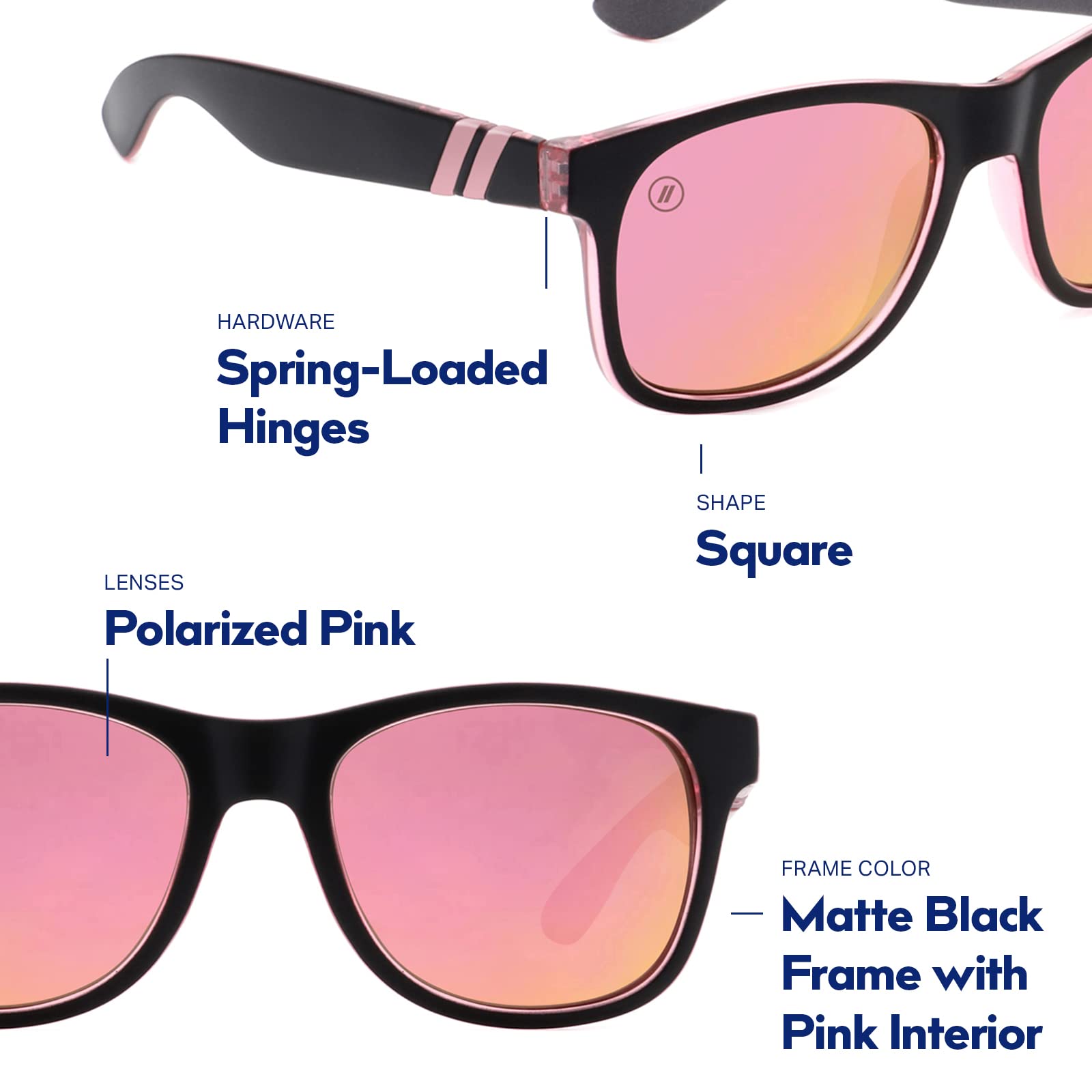 Blenders Eyewear M Class X2 – Polarized Sunglasses – Round Lens, Spring Loaded Hinge – 100% UV Protection – For Women – Crystal Wave