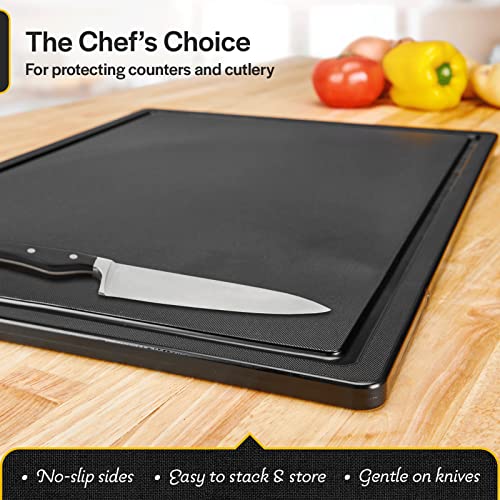 Thirteen Chefs Plastic Cutting Board with Juice Groove - Extra Large Cutting Board for Meat, Grilling, BBQ, Smoking, Fruit, and More - 30" x 18" x 0.5" - White