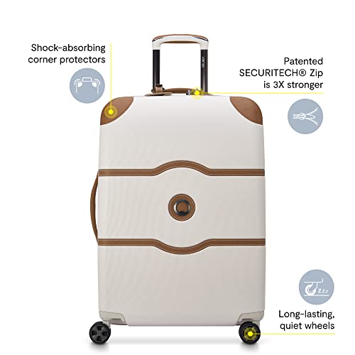 DELSEY Paris Chatelet Hardside 2.0 Luggage with Spinner Wheels, Chocolate Brown, Checked-Medium 24 Inch