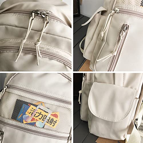 JARKJARD Kawaii Backpack Cute Aesthetic Backpack for School College Student Travel Bookbag for Girls Large Capacity Casual Daypack(White)
