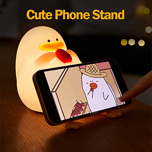 NICE POINT Fun Night Light for Kids, Cute Squishy Duck Bedside Lamp, Kawaii Animals Silicon Light Up for Boys and Girls, LED Decor Nightlight for Toddler Bedroom and Kid Room.