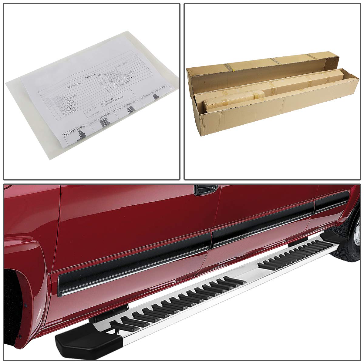 Auto Dynasty 6" Running Boards Compatible with 2015-2022 Ford F-150 F-250 F-350 Super Crew Cab, Stainless Steel Nerf Bar, Chrome Side Step Rails