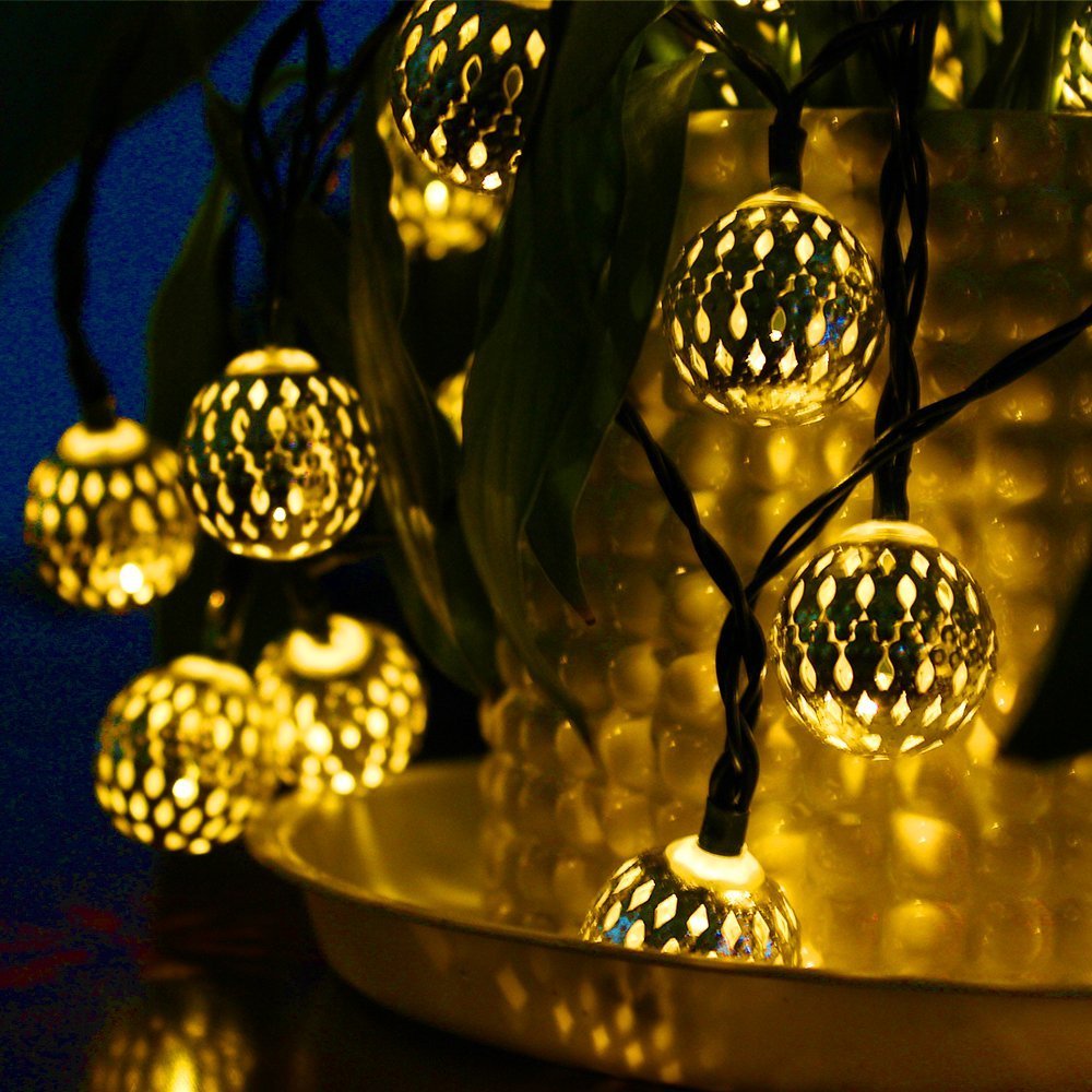 Globe String Lights, CMYK 20 Ft 40 Balls Waterproof LED Fairy Lights, Outdoor Starry Lights Solar Powered String Lights, Decorative Lighting for Home, Garden, Party, Festival, Warm White