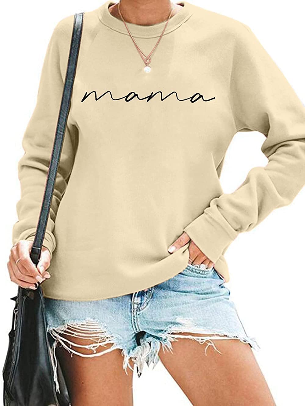 ASTANFY Mama Shirts Women Mama Letter Printed T-Shirt Mama Graphic Tee Casual Short Sleeve Tops Tee (Yellow, XX - Large)