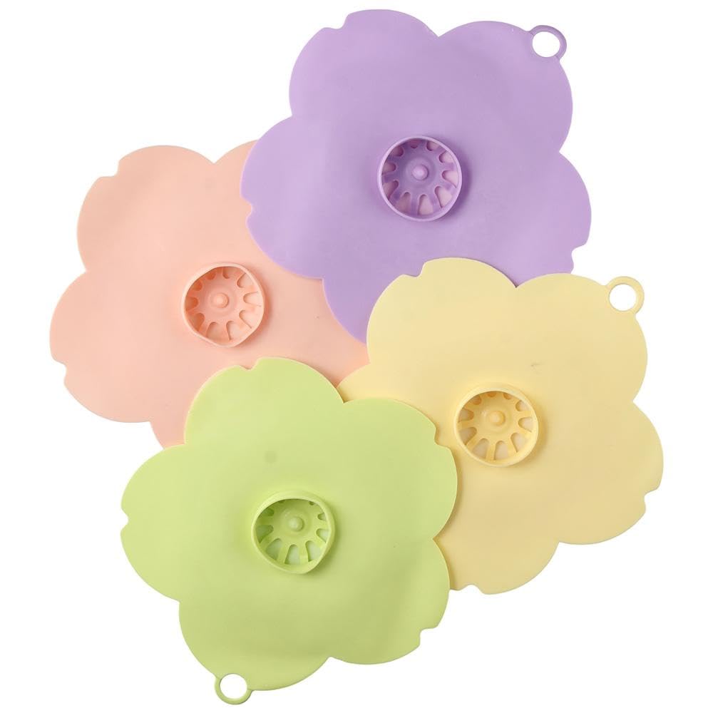 hobbyme 4 PCS Large Shower Drain Stopper, Flower Pattern Silicone Hair Catcher Bathtub Drain Stopper, 2 in 1 Press Kitchen Sink Strainers Protectors Cover, Upgrade Easy to Install