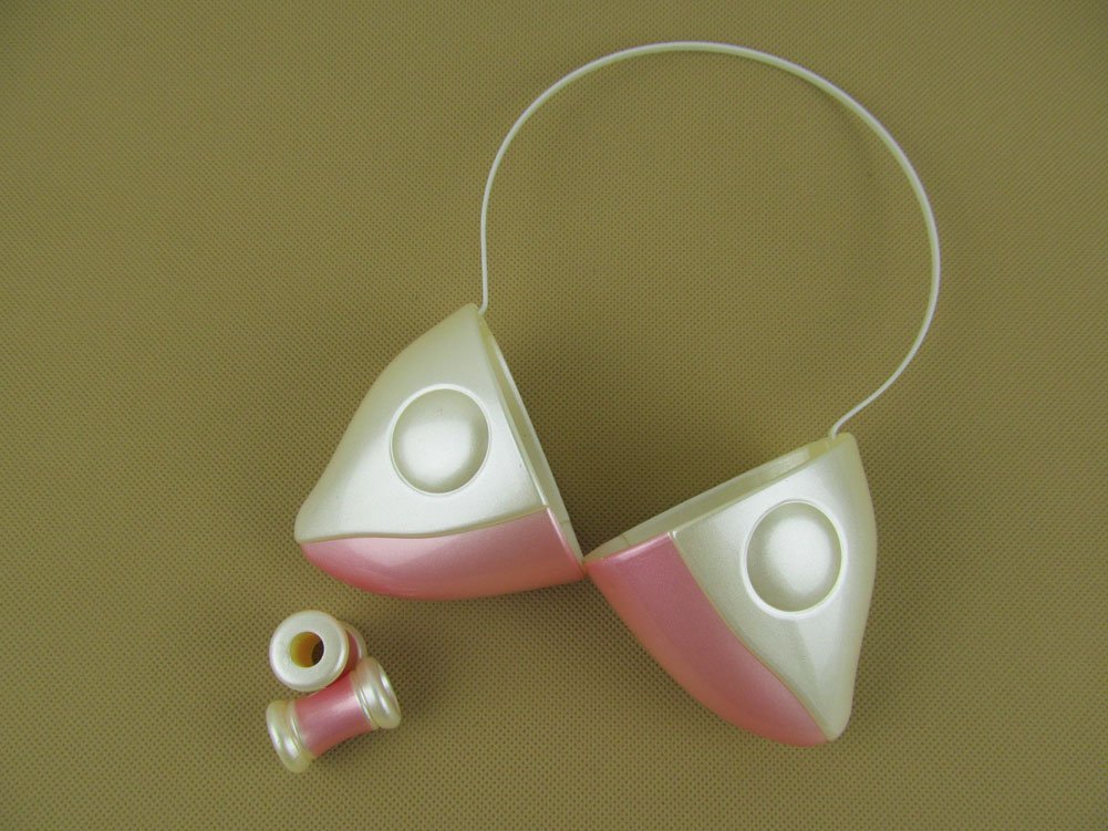 Happylifehere White Pink Hair Band Set Maid Ears Hand Made Anime Cosplay Prop Gift