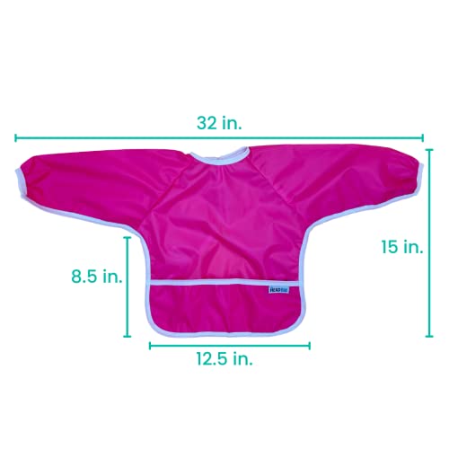 HEADBIB – First Ever Head Bib, Protects Little One’s Hair During Mealtime & Playtime, Waterproof Fabric, For Baby & Toddler (Pink w/SleeveBiB, Large (12-24 Months))