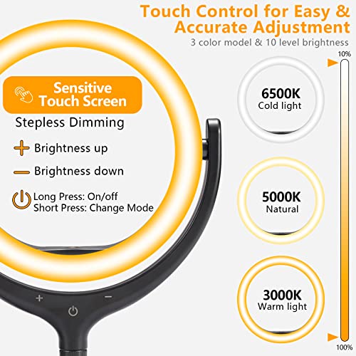 LUXSURE Selfie Ring Light with Phone Tripod Stand,Tripod for iPhone/iPad with Ring Lights,10" LED Touch Control Circle Lighting with Phone Holder for Video Recording/YouTube/Tiktok/Live Stream/Makeup