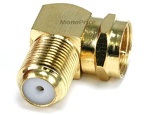 Monoprice 106775 F Type Right Angle Female to Male Adapter, Gold Plated