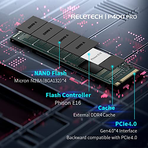 Reletech 2TB M.2 SSD, for PS5 Expansion PCIe Gen 4X4 NVMe Internal Gaming SSD Up to 5,000 MB/s PCIexpress 4.0 Solid State Drive for PC Laptop Desktop(QLC, 2TB)