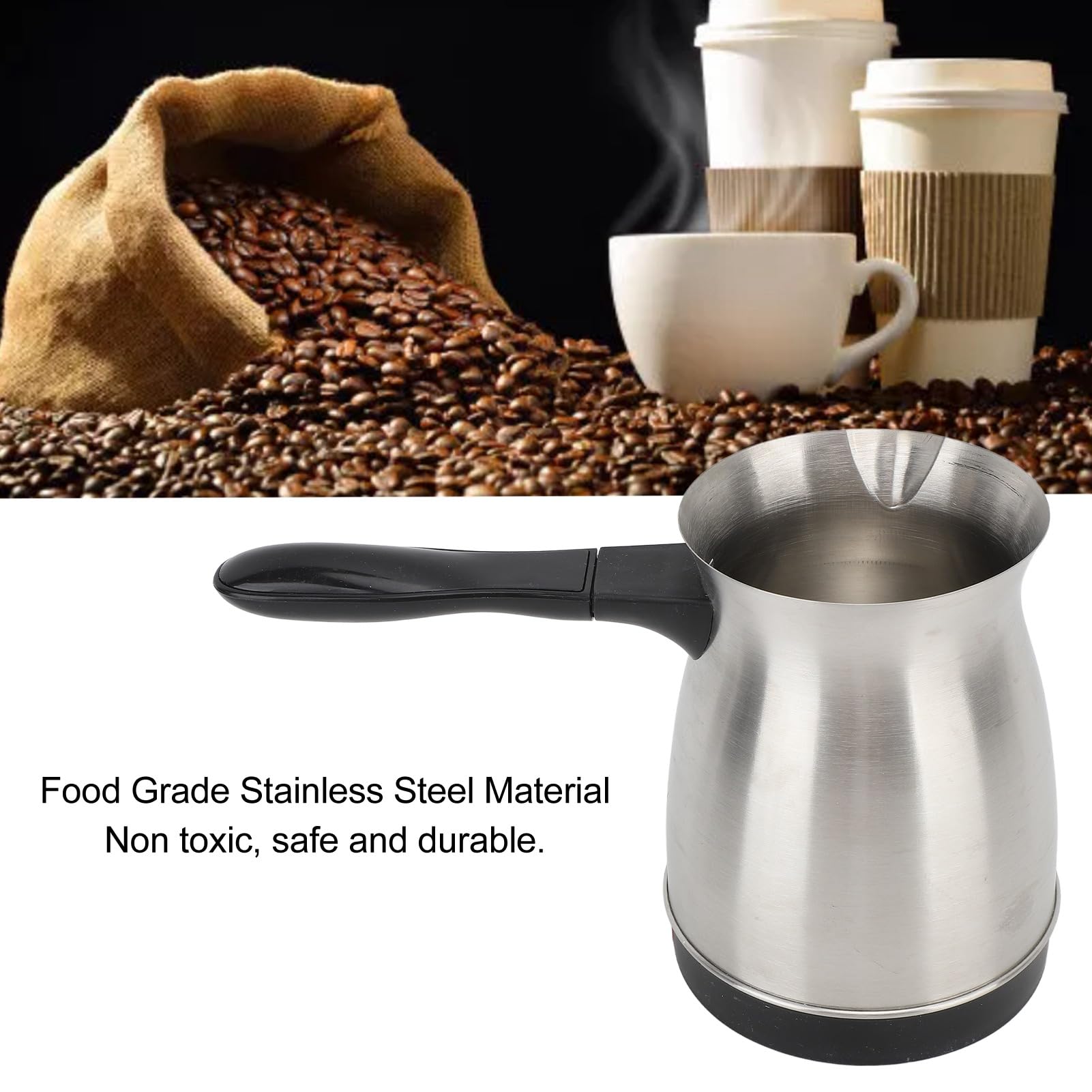 Turkish Coffee Maker, Turkish Electric Coffee Maker Machine, 5 to 6 Cup Brewing Capacity, for Delicious Turkish & Greek Coffee, Stainless Steel Turkish Coffee Pot 600ml