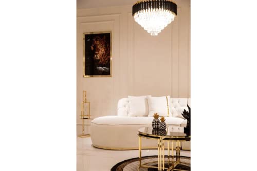 Luxury Modern Curve Sectional Sofa Lounge Chaise, Fully Assembled Medium Firm Boucle or Velvet Couches Black Ivory (Ivory Boucle 130'' Wide Sectional Chaise)