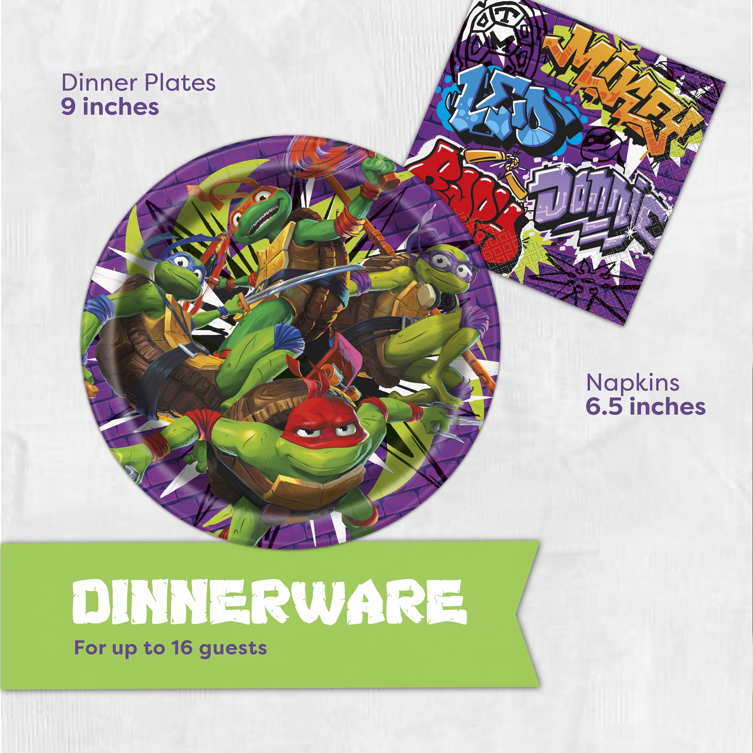 Ninja Turtle Party Decorations | Ninja Turtle Birthday Decorations | Teenage Mutant Ninja Turtles Party Supplies | TMNT | Serves 16 Guests | Officially Licensed
