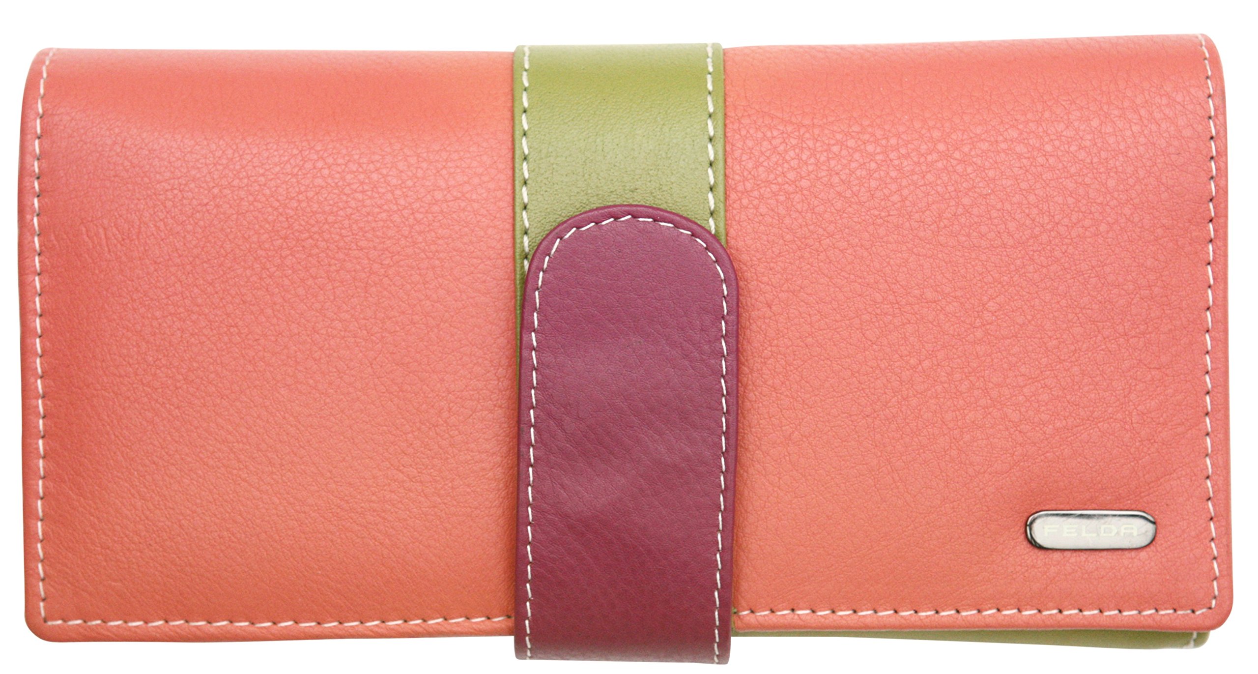 Felda Genuine Leather Ladies Purse Wallet - Large With 25 Card Slots