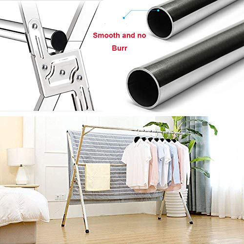 RELIANCER Free Installed Clothes Drying Rack Stainless Steel Foldable Rack Hanger Space Saving Retractable 43.3-59 inch Clothes Rack Adjustable Clothes Hanger Rolling Rack with 4 Casters & 10 Hooks