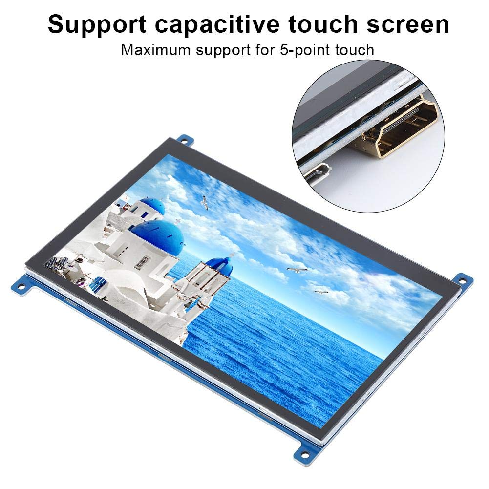 ASHATA 7-Inch 1024 x 600 HD for HDMI TFT Touch Screen HDMI Capacitive Display for Raspberry Pi 4B/3B,Windows 10 8 7 Monitor