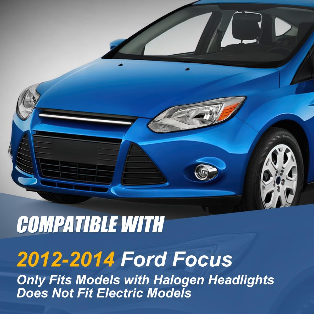 Auto Dynasty Pair of Smoked Housing Clear Corner Headlights Assembly Lamps Compatible with Ford Focus 3rd Gen 12-14