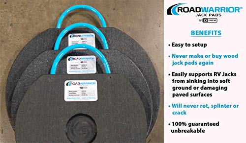RoadWarrior Heavy Duty RV Jack Pad - Lightweight, Stackable, Waterproof, Unbreakable Outrigger Pad with Ergonomic TuffGrip Handle (One Pad,15"X1.5")
