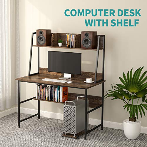 Mecor Computer Desk Study Writing Table for Home Office ,Modern Writing Study Desk with Storage Bookshelf and CPU Stand for Small Spaces, PC Laptop Table Workstation for Home Office…