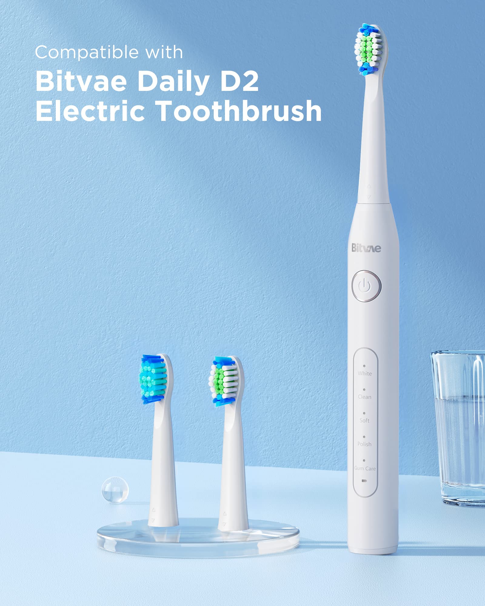 Bitvae Sonic Electric Toothbrush Electronic Toothbrush for Adults with 8 &4 Brush Heads, Travel Rechargeable Power Toothrush for 30 Days Using, Ultrasonic Toothbrush with 5 Modes and Timer (White)