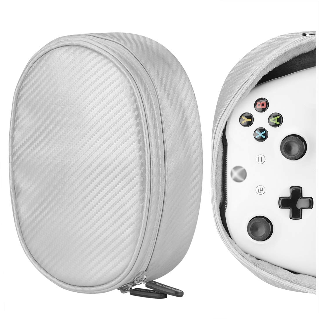Geekria Controllers Carrying Pouch Travel Bag, Compatible with Google Stadia, Sony PlayStation 5, Dual Sense Edge, PS5 / PS4, Switch Pro Series x, Xbox Wireless, Portable Protector Case (Silver)
