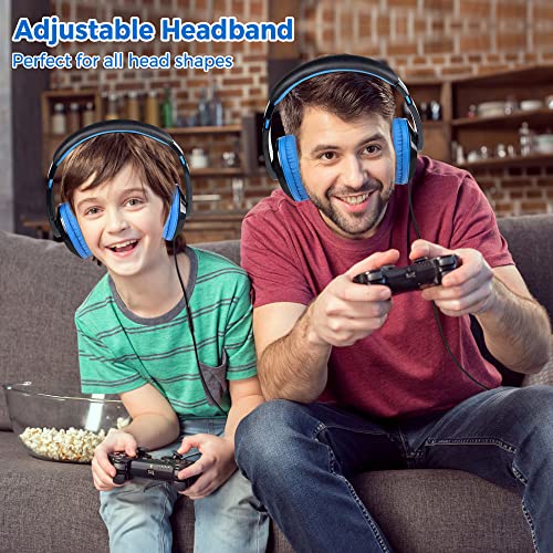 rockpapa Comfort+ Kids Headphones with Microphone and Volume Control, Boys Girls Student Over-Ear Headphones Wired for School Classroom Laptop PC Computer Tablet Black Blue