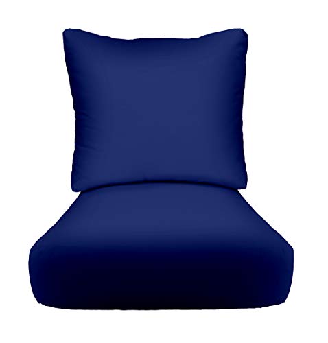 RSH Décor Indoor Outdoor Pillow Back Deep Seating Chair Cushion Set, 23”x 24” x 5” Seat and 25” x 21” Back, Choose Color (Royal)