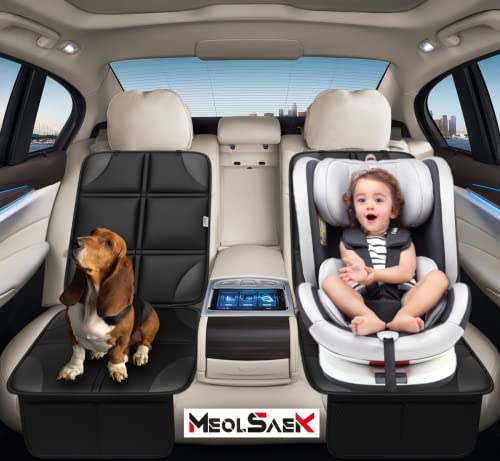 Meolsaek Car Seat Protector, Non-Slip Padded Backing Will Not Leave Imprint, Thickest Carseat Seat Protector for Child Car Seat 2 Pack for SUV, Sedan, Truck, Leather Car Seat (Black)