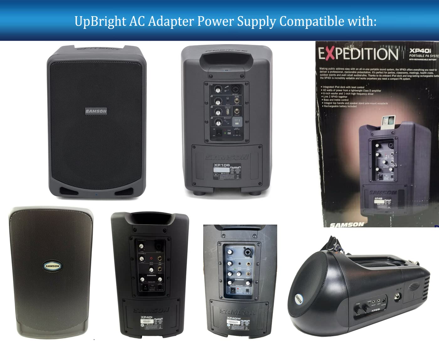 UpBright 18V AC/DC Adapter Compatible with Samson Expedition XP106 XP106w XP-106 XP40i XP40iW XP25i Portable PA System Rechargeable Battery Powered Speaker HK-HP-A19 18VDC 1.5A Power Supply Charger