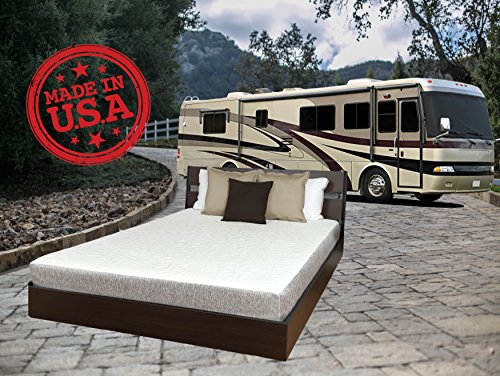 TRAVEL HAPPY with A 8 INCH Narrow King (72 inch x 80 inches) New Cooler Sleep Graphite Gel Memory Foam Mattress with Premium Textured 8-Way Stretch Cover for Campers, RV's and Trailers Made in The USA