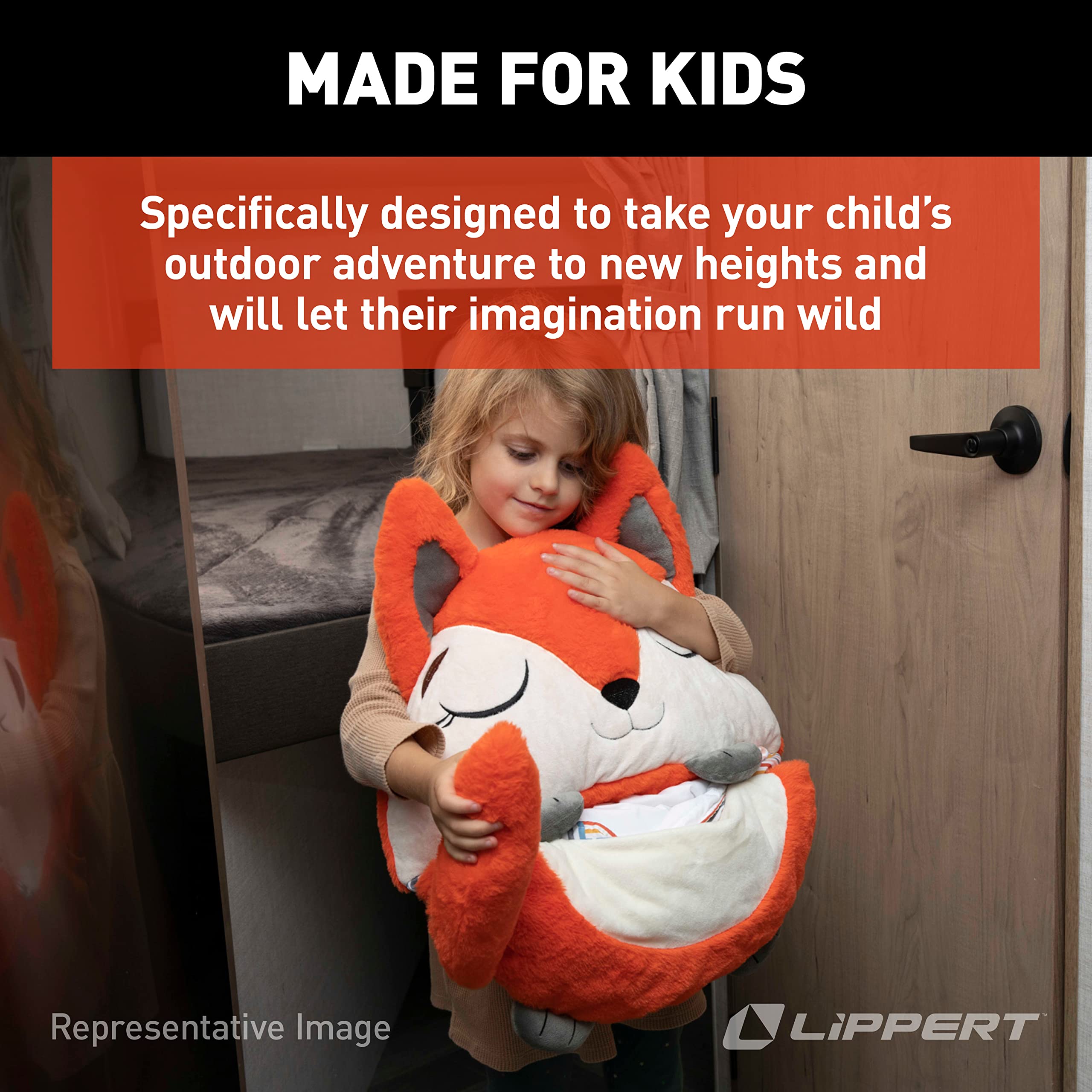 Lippert Thomas Payne Three-in-One Children’s Raccoon Nap Sack for Camping and Sleepovers with Durable Material, Fold-Up Design, Machine Washable, Dryer Safe - 2022107841 Grey