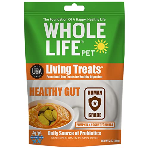 Whole Life Pet Human Grade Probiotic Dog Treats - Pumpkin & Yogurt β Easy Digestion, Firmer Stool, Sensitive Stomachs - Made in The USA