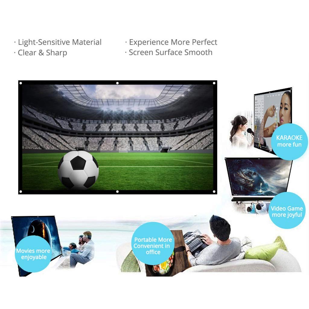 APAINI 70'' Portable Projector Screen 16:9 White Dacron 70" Diagonal Projection Screen Foldable Home Theater for Wall Projection