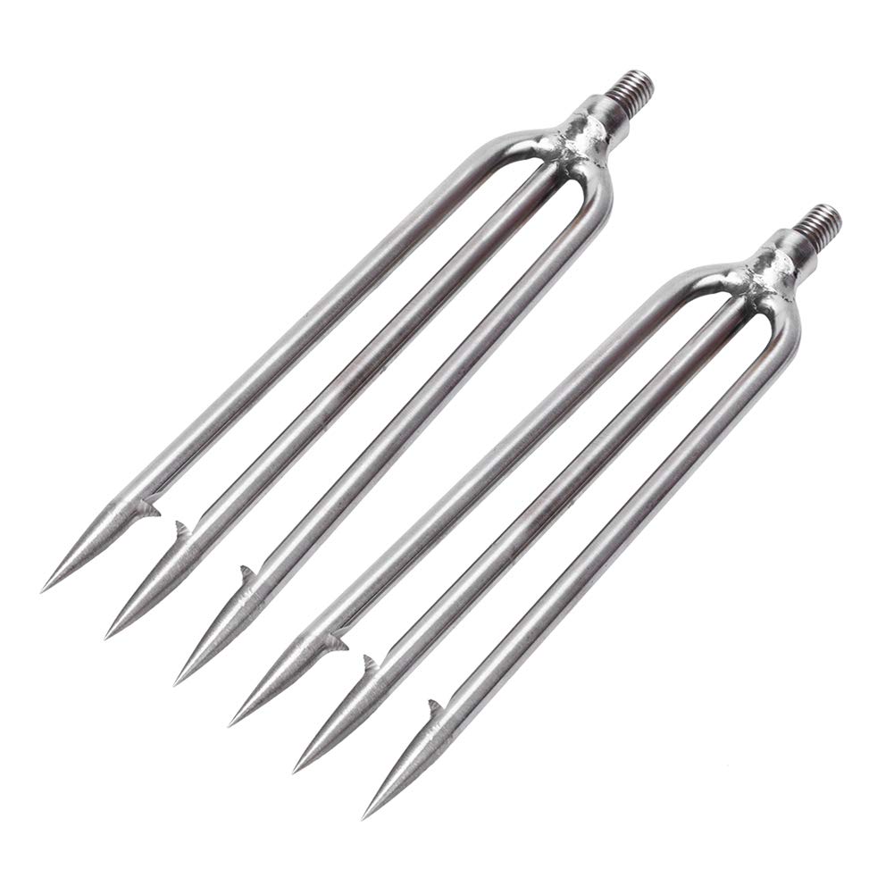 Astibym 3 Prongs Harpoon, Stainless Steel Gig Gaff Tackle Hook Barb Fish Spear for Outdoor Fishing (2 pcs)