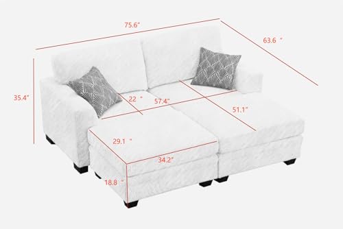 Legend Vansen 4PCS Corduroy Lounges Loveseat Couch Chaises Longues, Dark Grey