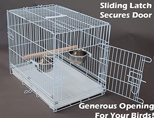 Large Collapsable Bird, Parrot, Dog and Cat Travel Vet Carrier Cage, 24"x16.5"x20"