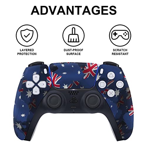 Australian Flag Compatible with PS5 Console and Controller Sticker Skin, Durable, Scratch-Resistant, and Bubble-Free (Digital Version)