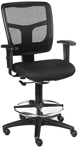Lorell Ratchet Mesh Mid-Back Stool Chair 2.6" Height X 75.8" Width X 27.3" Length Black